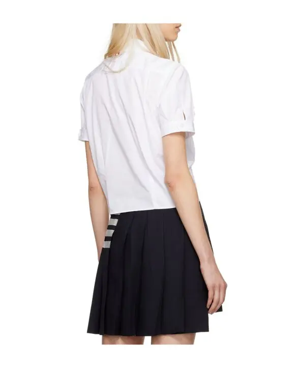 Thom Browne Short-sleeved Bow Detail Top - White
