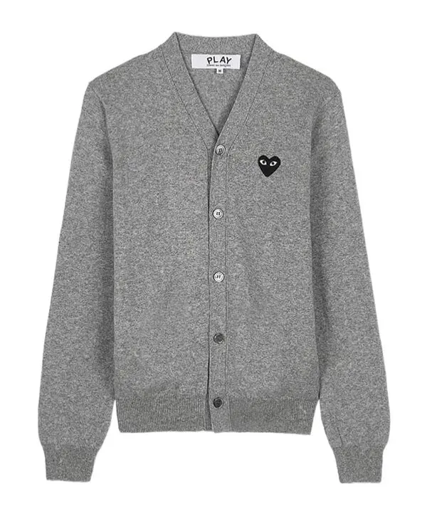 Play Comme Des Garcon Logo Patch V-neck Cardigan