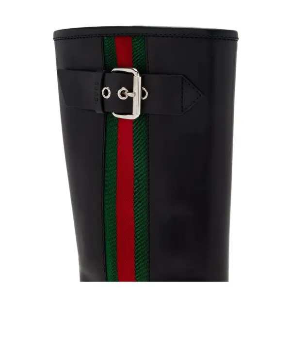 Gucci Biker Boots With Web Detailing - No