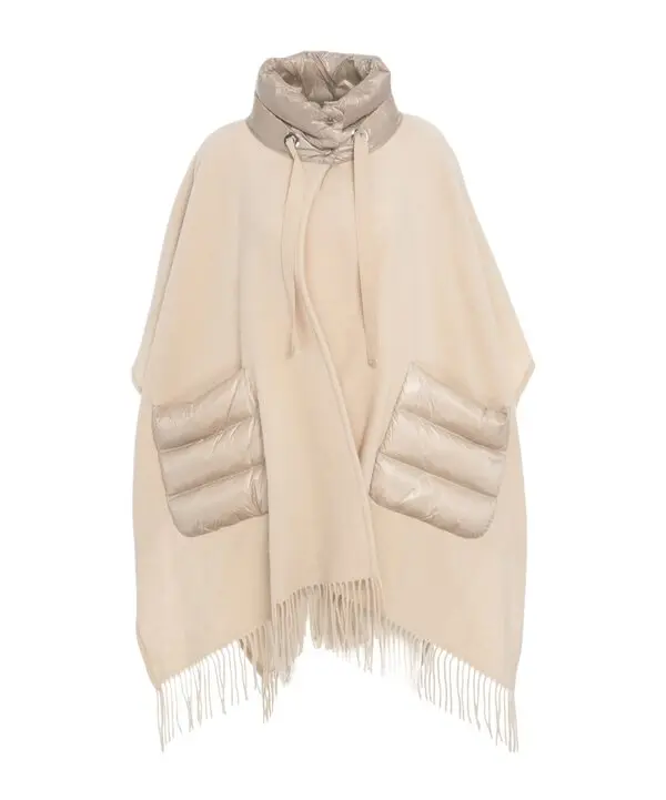 Herno Drawstring High Collar Cape With Quilted Detailing - Nude