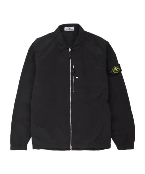 Stone Island Logo Patch Zip-up Overshirt