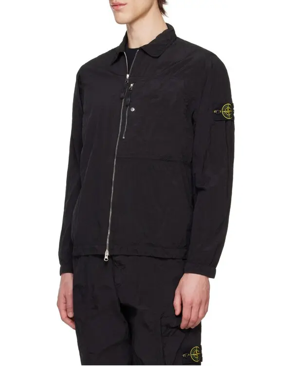 Stone Island Logo Patch Zip-up Overshirt