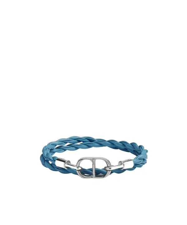 Dior Cd Icon Woven Leather Double Bracelet - Blue
