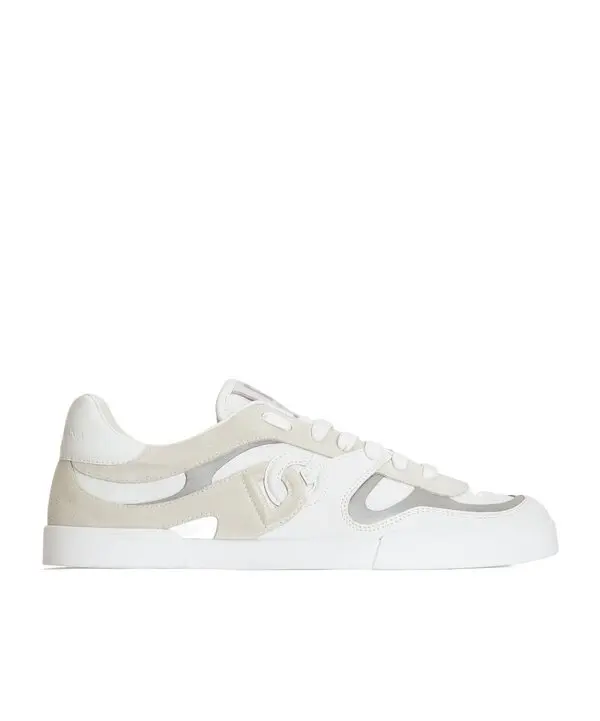 Dolce & Gabbana Portofino Logo Patch Lace Up Sneakers - Multi-color