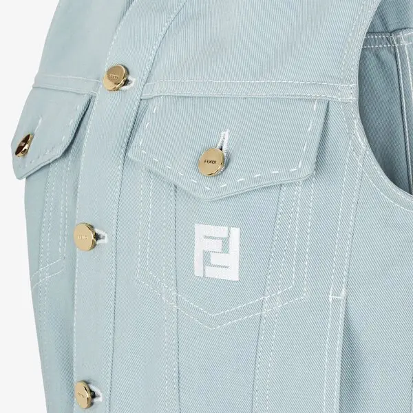 Fendi Logo Embroidered Denim Gilet