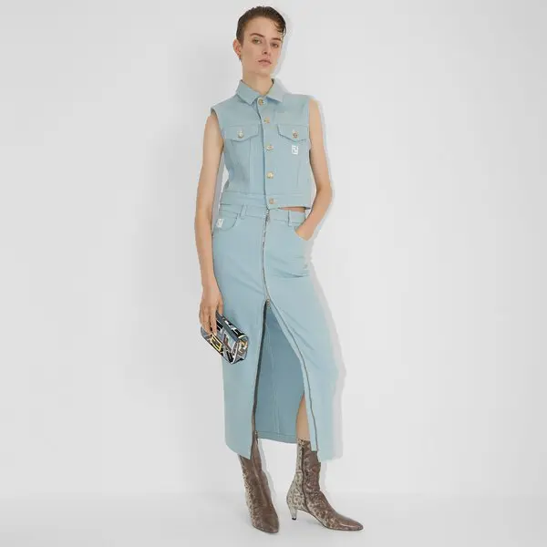 Fendi Logo Embroidered Denim Gilet