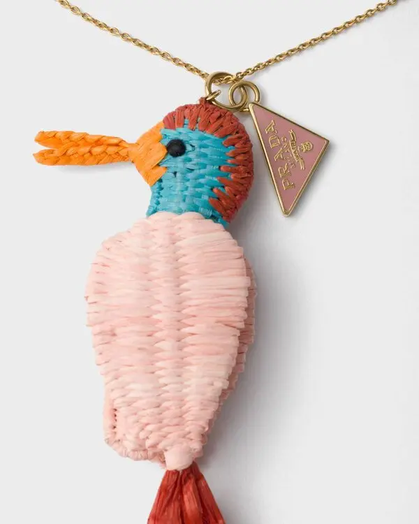 Prada Metal And Crochet Necklace With Pendant