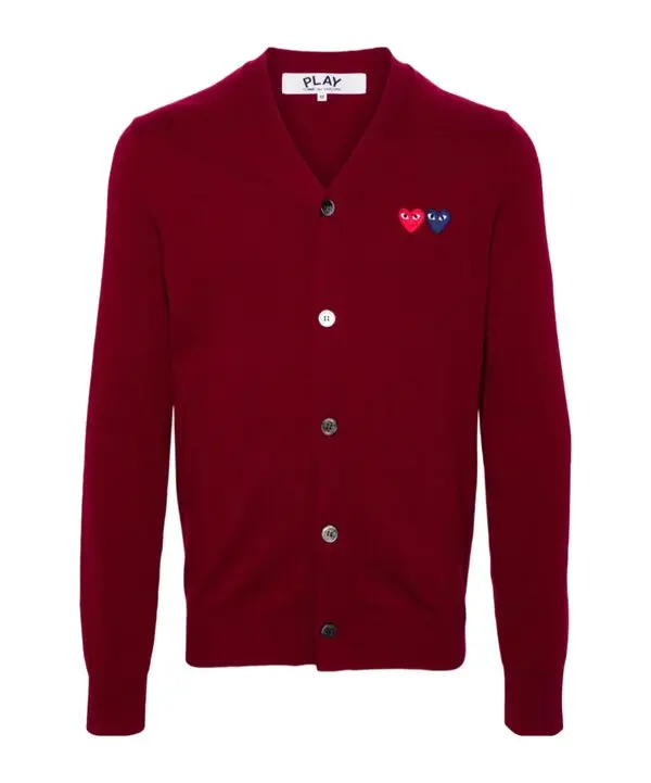 Play Comme Des Garcon Heart-patch Wool Cardigan