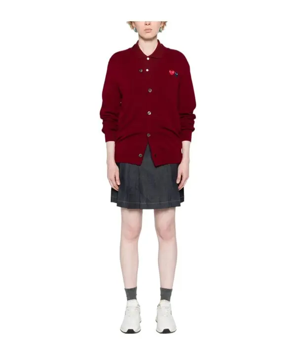 Play Comme Des Garcon Heart-patch Wool Cardigan