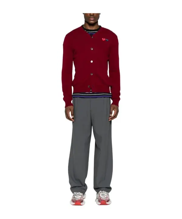 Play Comme Des Garcon Heart-patch Wool Cardigan