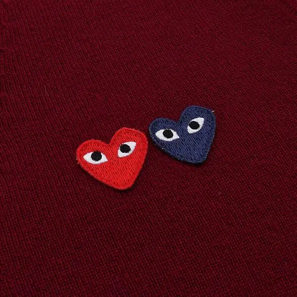 Play Comme Des Garcon Heart Appliqué Wool Cardigan