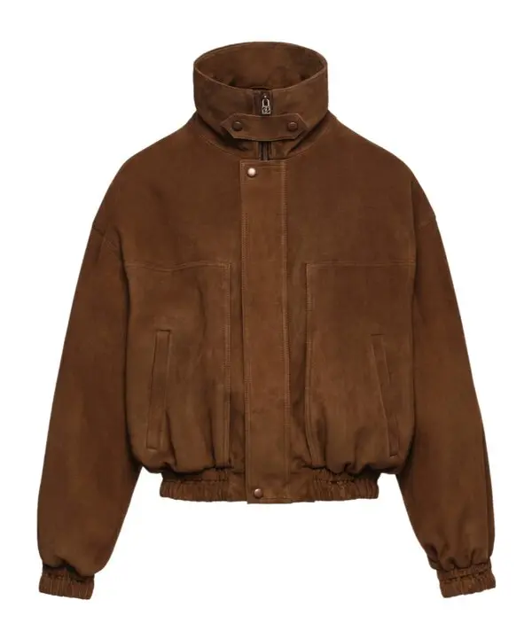 Magda Butrym Snap-collar Leather Aviator Jacket In Suede