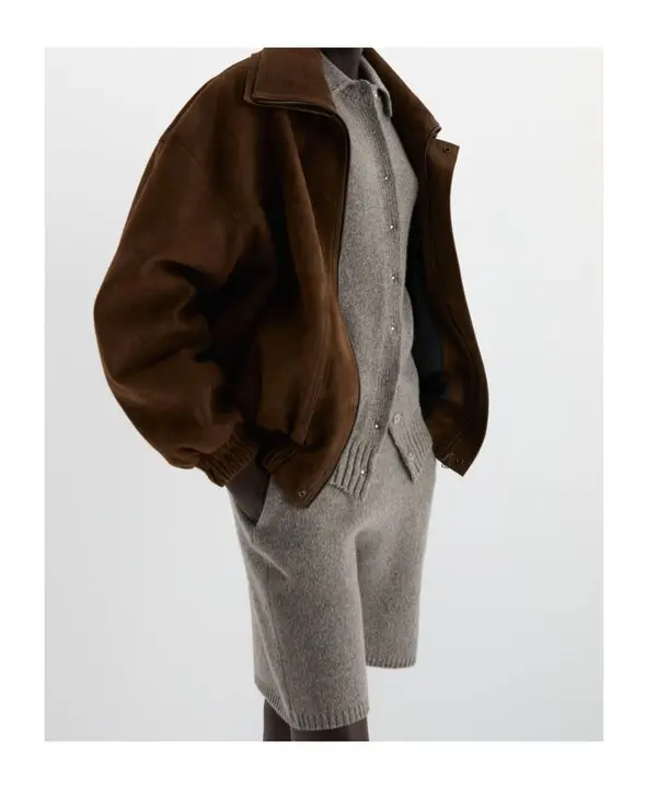 Magda Butrym Snap-collar Leather Aviator Jacket In Suede