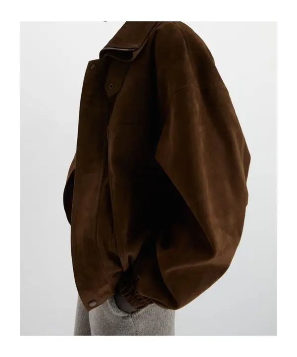 Magda Butrym Snap-collar Leather Aviator Jacket In Suede