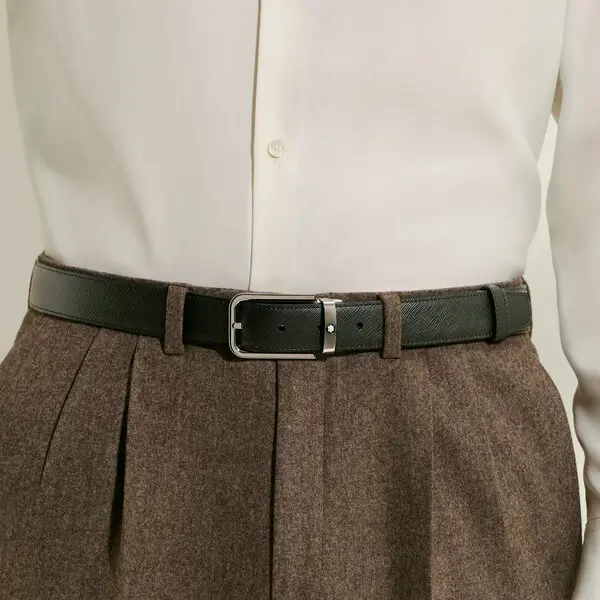 Montblanc 30 Mm Reversible Belt In Sartorial Leather With Rectangular Buckle