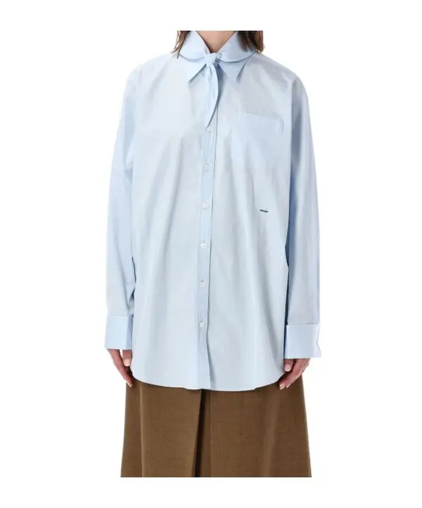 Prada Logo Embroidered Long Sleeved Shirt