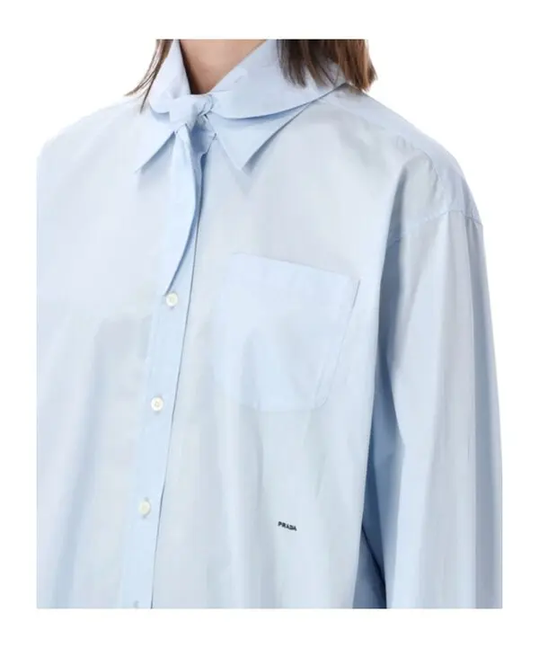 Prada Logo Embroidered Long Sleeved Shirt