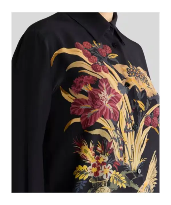 Etro Silk Shirt With Placed Front Print