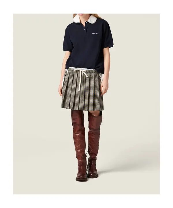 Miu Miu Check-pattern Pleated Mini Skirt - Black