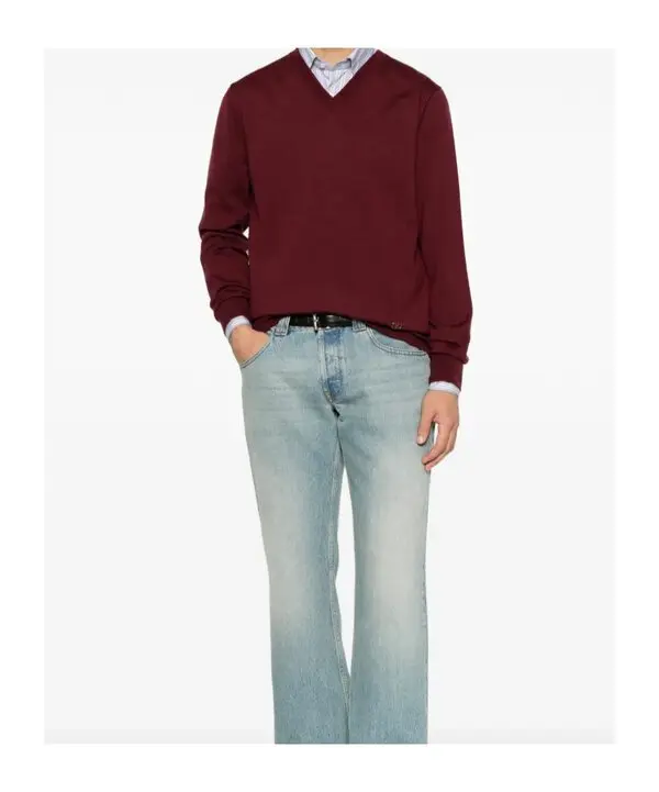 Valentino Garavani V-neck Logo Plaque Sweater