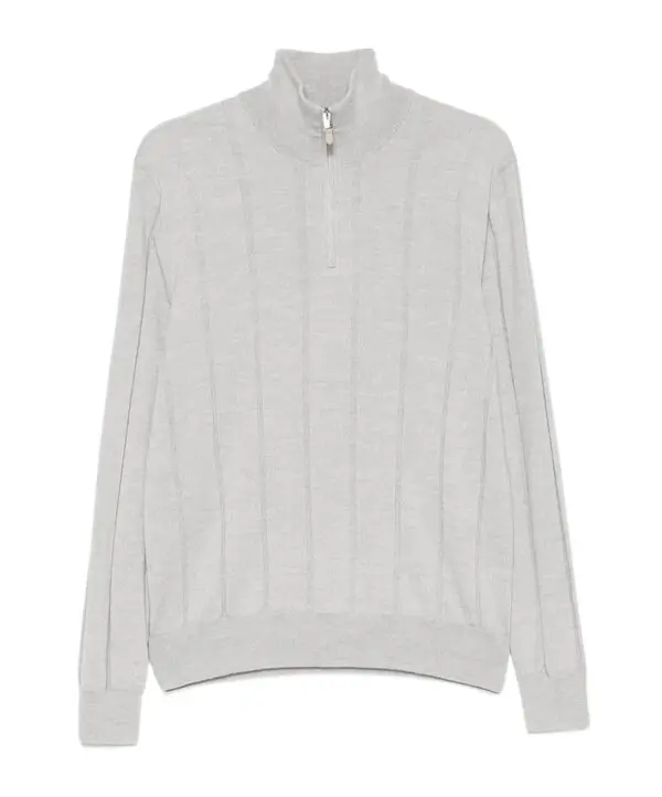 Canali Ribbed-knit Quarter-zip Sweater