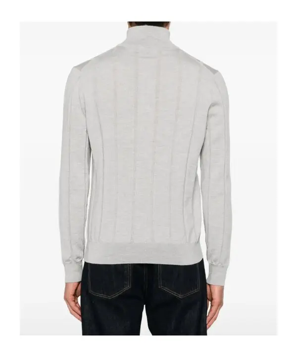 Canali Ribbed-knit Quarter-zip Sweater