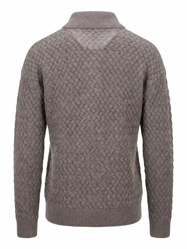 Bottega Veneta Intrecciato Knitted Polo Sweater - Grey