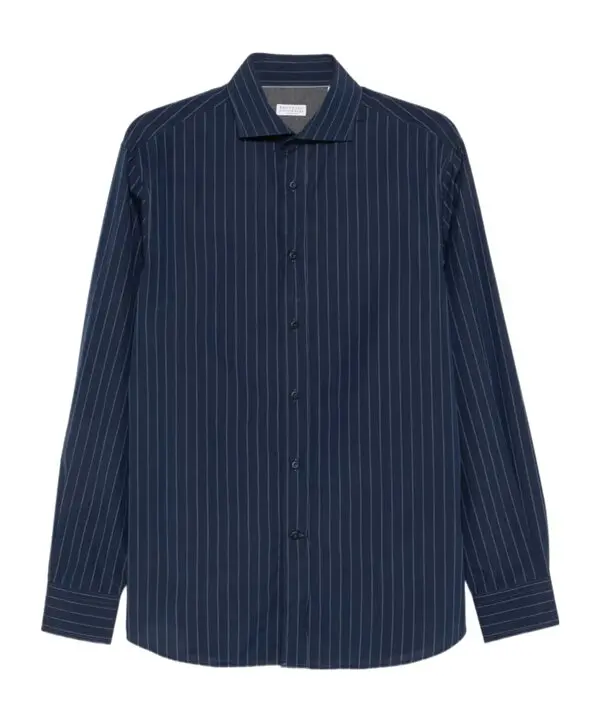 Brunello Cucinelli Pinstripe-print Long-sleeve Shirt