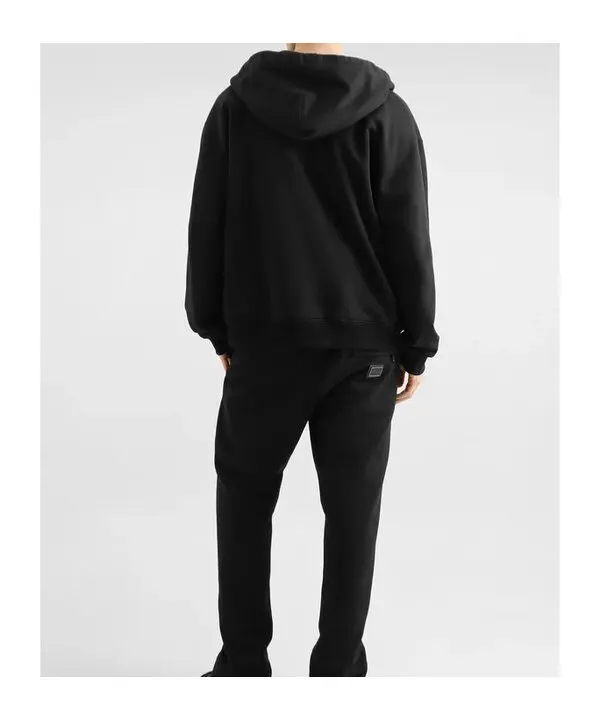 Dolce & Gabbana Cotton Hooded Sweatshirt With Logo Plate