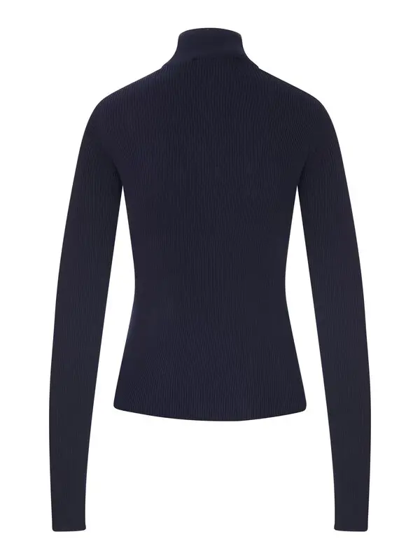 Miu Miu Logo-embroidered Zip-up Cardigan - Navy Blue