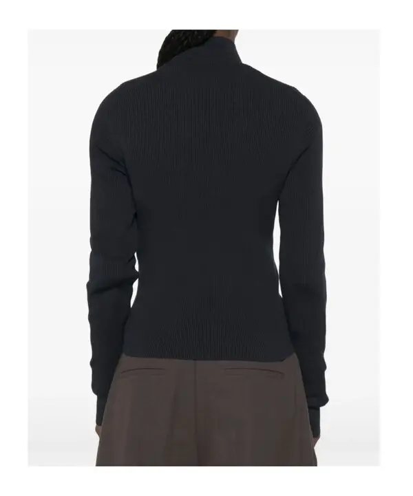 Miu Miu Logo-embroidered Zip-up Cardigan - Navy Blue