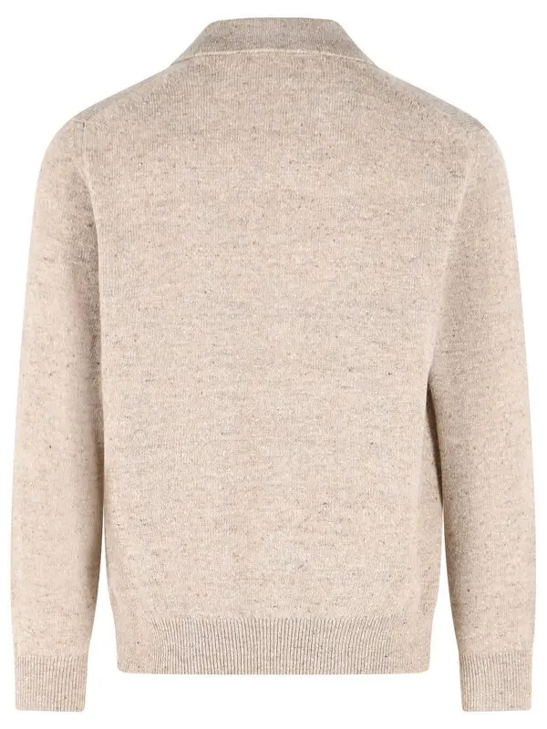 Eleventy Ribbed Knit Polo Shirt