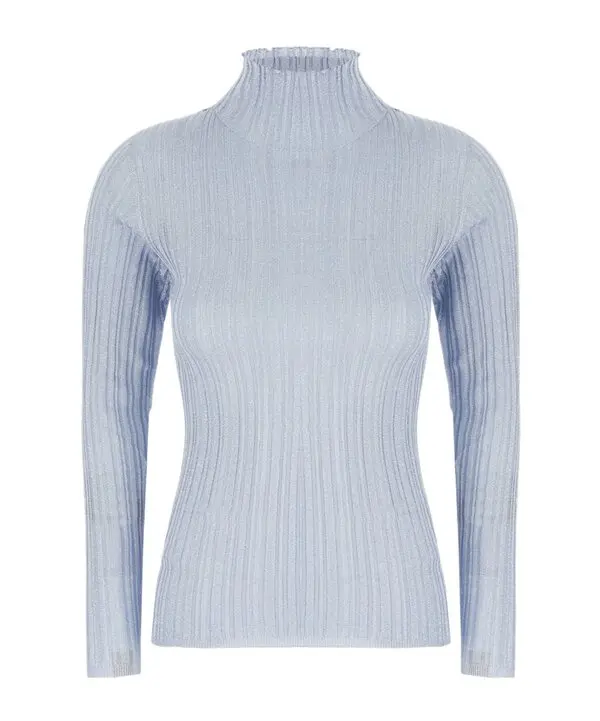 Fabiana Filippi Ribbed Lurex Turtleneck Knit Top