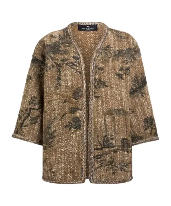 Etro Bouclé Jacket With Floral And Animal Motif