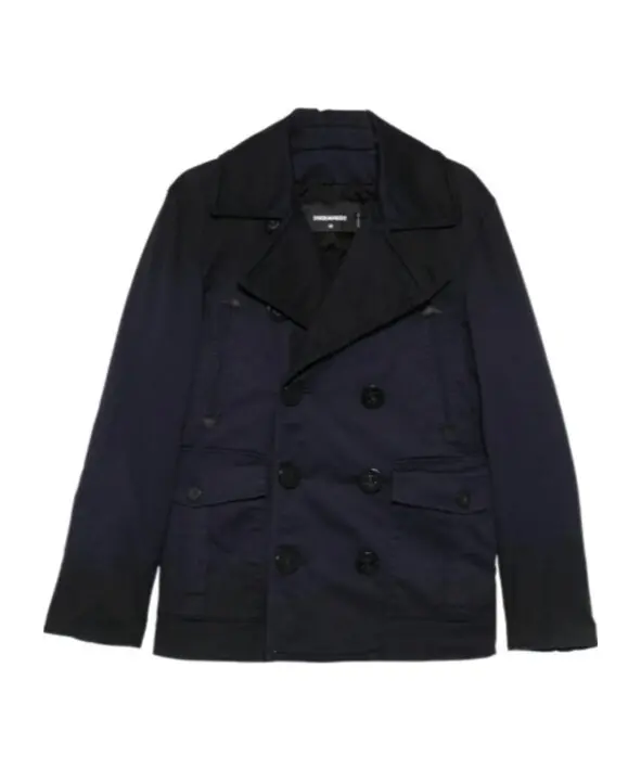 Dsquared2 Double Breasted Coat With Notched Lapel - Dark Navy