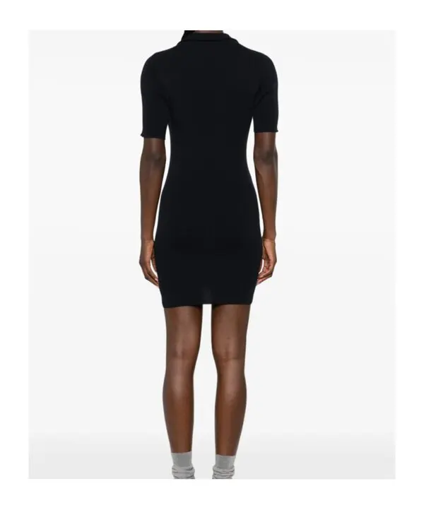 Miu Miu Ribbed-knit Logo-embroidered Mini Dress