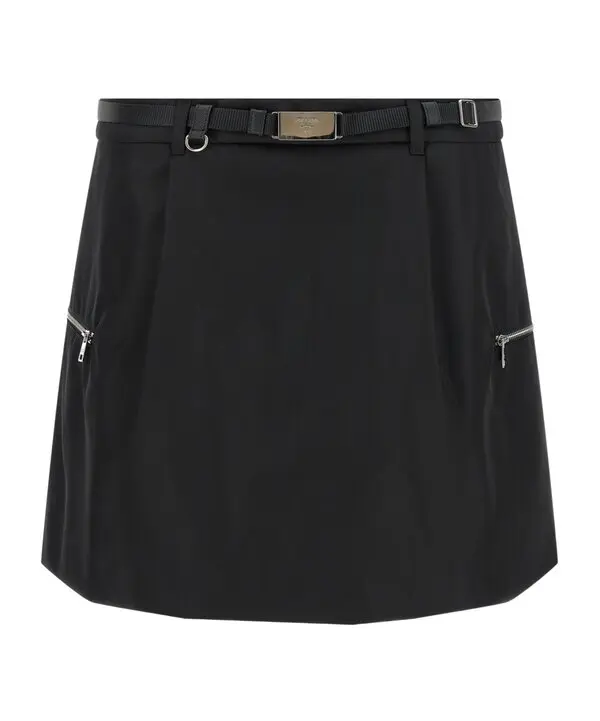 Prada Belt Loop Midi Skirt