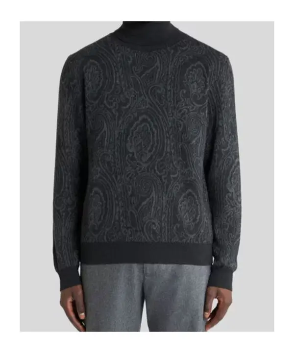 Etro Wool-blend Jacquard Turtleneck With Arnica-motif
