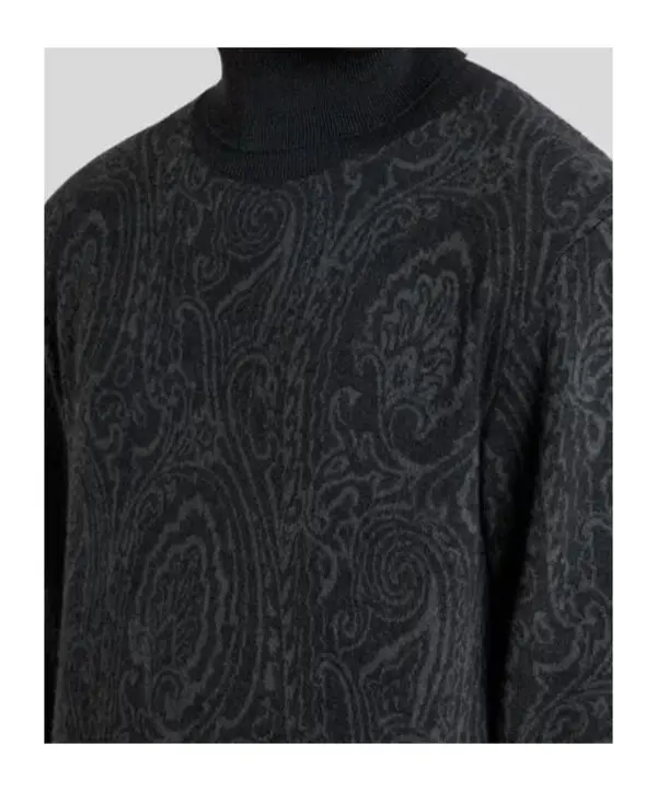 Etro Wool-blend Jacquard Turtleneck With Arnica-motif