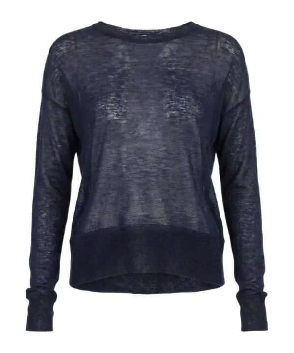 Closed Crew Neck Sweater Made Of Wool - Dark Night