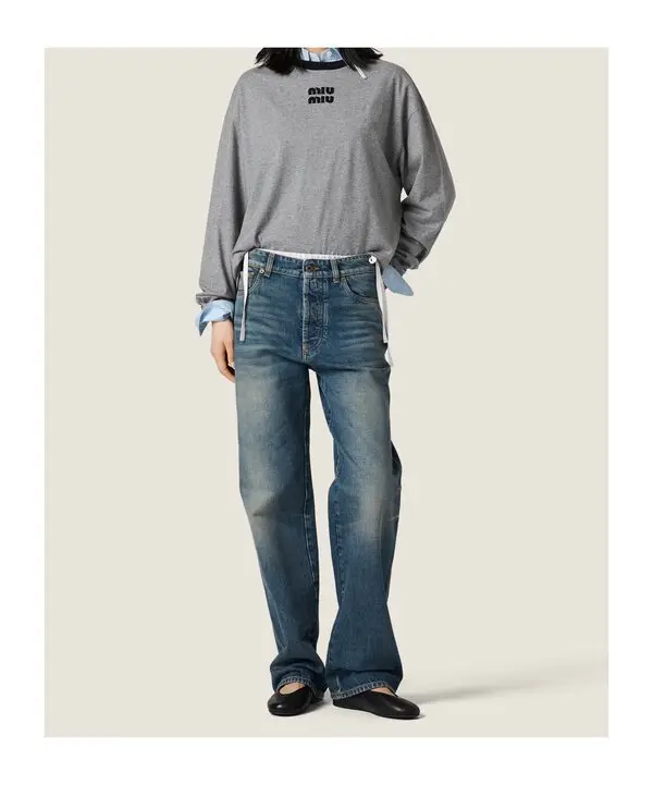 Miu Miu Five-pocket Straight-leg Denim Jeans - Navy Blue