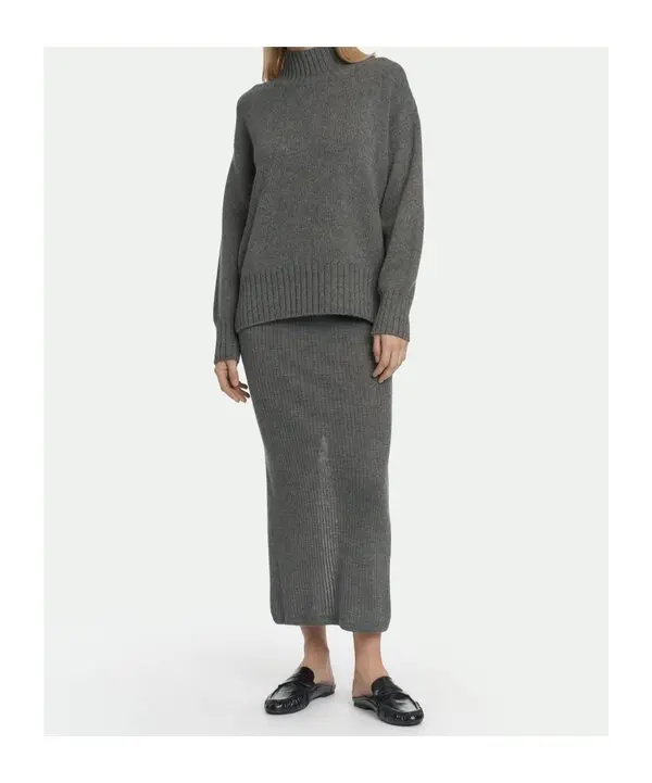 Malo Luxury Cashmere Turtle Neck Sweater - Rock Grey