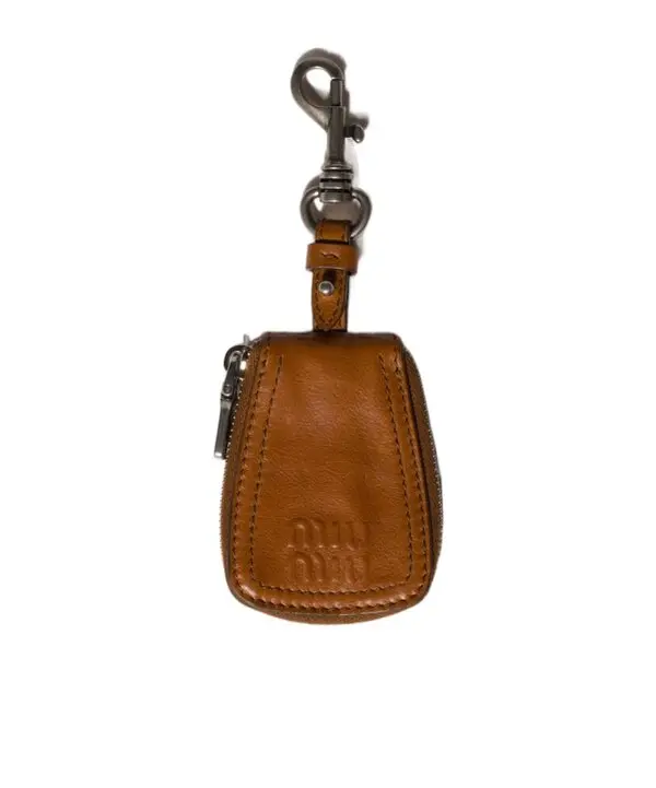 Miu Miu Leather Keyring Trick - Brown