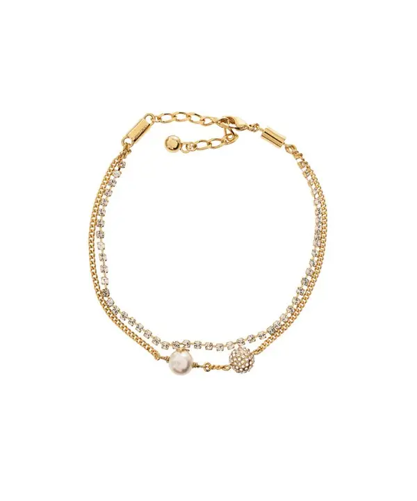 JIMMY CHOO Auri Anklet Bracelet With Crystal Embellishments And Pearl Detail