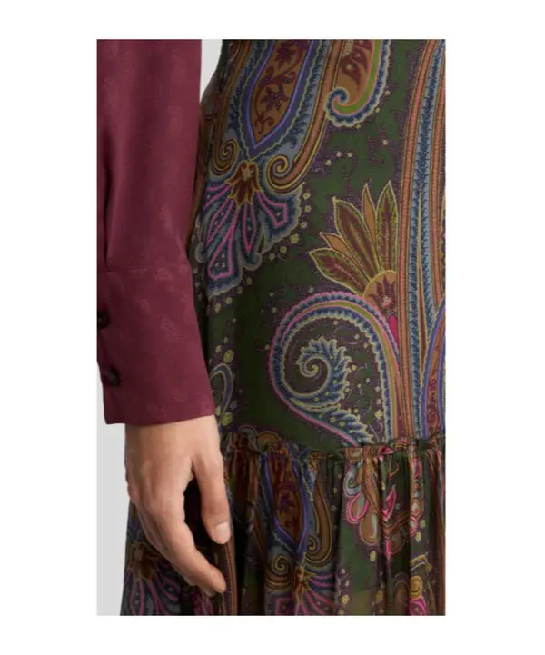 Etro Silk Maxi Skirt With Placed Paisley Print