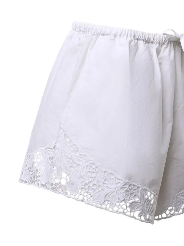 ROTATE BY BIRGER CHRISTENSEN Lace-trim Drawstring Shorts - Bright White