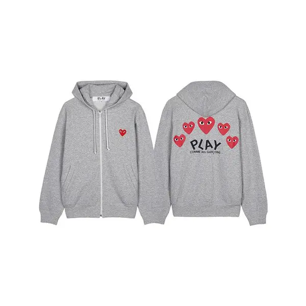 Play Comme Des Garcon Heart-logo Zip-up Hoodie