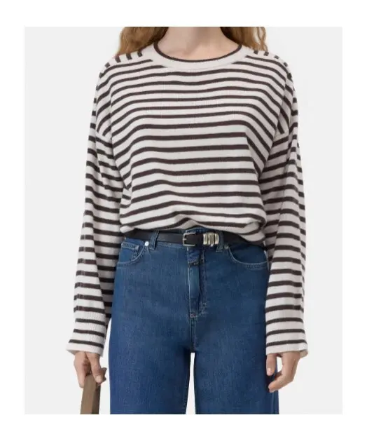 Closed Long-sleeved Striped Pullover