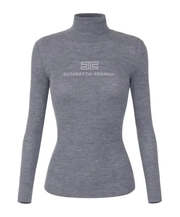 Elisabetta Franchi Ribbed Knit Turtleneck Top