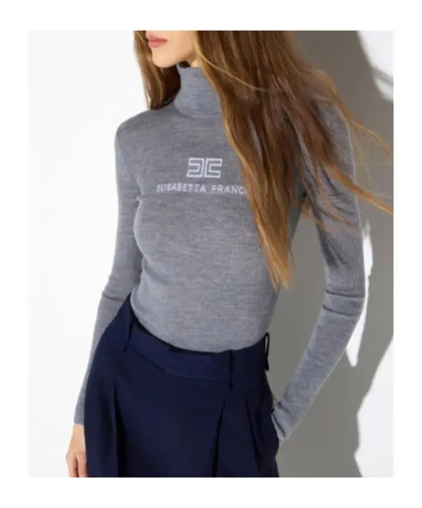 Elisabetta Franchi Ribbed Knit Turtleneck Top